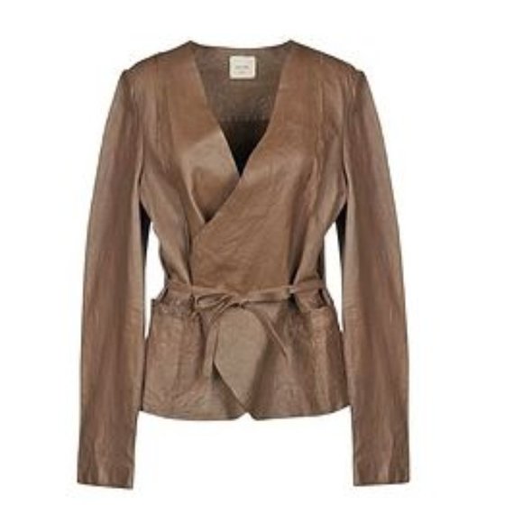 Alysi | Jackets & Coats | Nwt Alysi Italian Leather Jacket Tiewaist ...